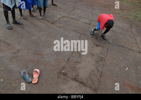 children playing hopscotch in a village in Karimunjawa island, java ...