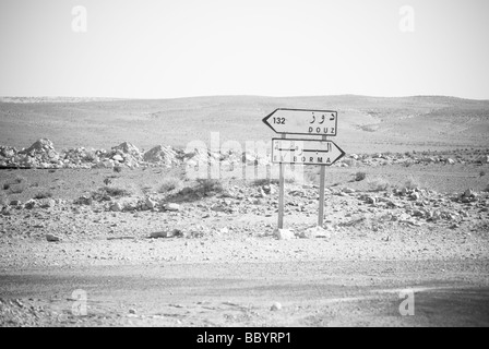 Road signs in the Sahara Desert are written with Arabic and Latin ...