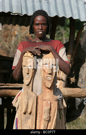 Traditional Konso Tribe Wooden Grave Markers or Wagas Of Deceased ...