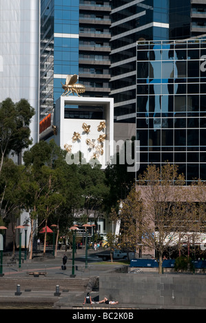 Southbank architecture with giant artificial bees attached to the ...