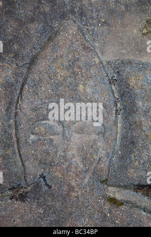 Effigy of a Knight on stone carved sarcophagus tomb inside St. Brigid’s ...