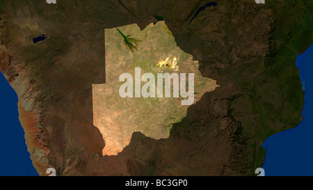 Highlighted Satellite Image Of Botswana Stock Photo - Alamy
