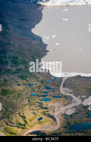 Aerial view of glacier lakes, Saint Elias National Park and Reserve ...