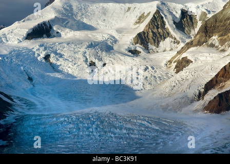 Aerial view of the Mount Blackburn Regal Mountain glacial complex ...
