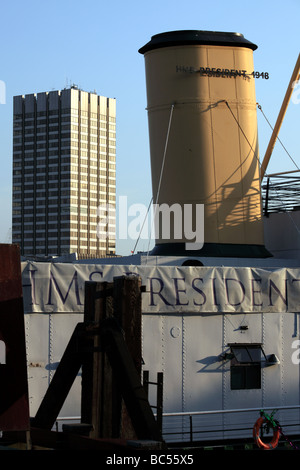 HMS President moored by the embankment in London Stock Photo - Alamy
