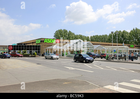 ASDA supermarket superstore shoppers large shopping shop store exterior ...
