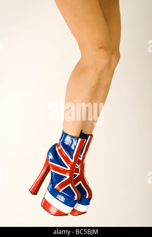 Union jack platform boots Stock Photo - Alamy