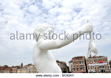 Boy with a Frog statue by Charles Ray outside Punta della Dogana Stock ...