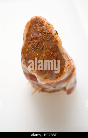 Pork fillet barded with bacon Stock Photo - Alamy