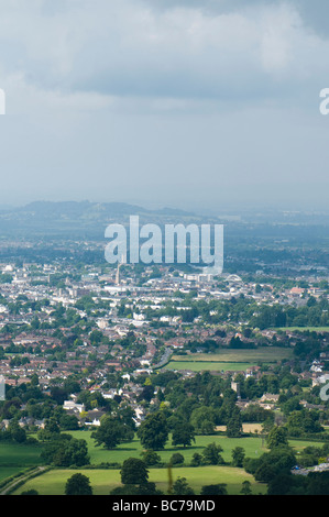 An aerial view of Cleeve Common, Gloucestershire UK from the south east ...