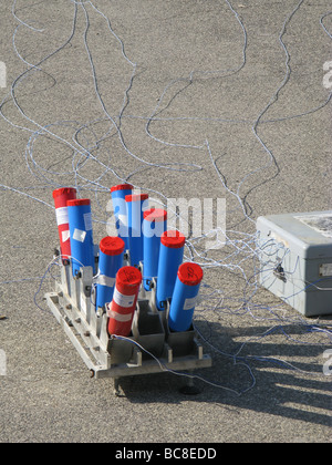 professional fireworks set up at event outdoors Stock Photo - Alamy