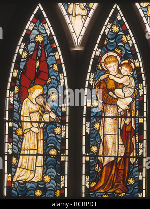 St Michael by Burne-Jones Church of St Michael Forden Wales Stock Photo ...