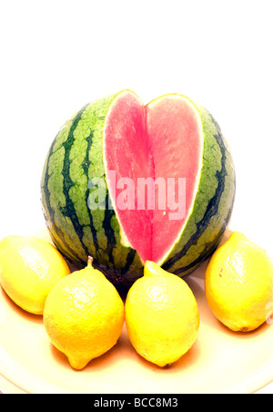 small personal size seedless watermelon with one section sliced Stock ...