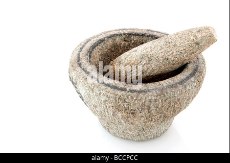 Heavy stone mortar isolated over white Stock Photo - Alamy
