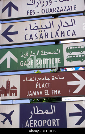Marrakech & Casablanca Road Signs - Morocco Stock Photo - Alamy