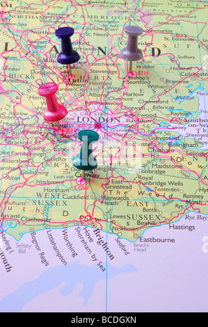 Map with a pins Stock Photo - Alamy