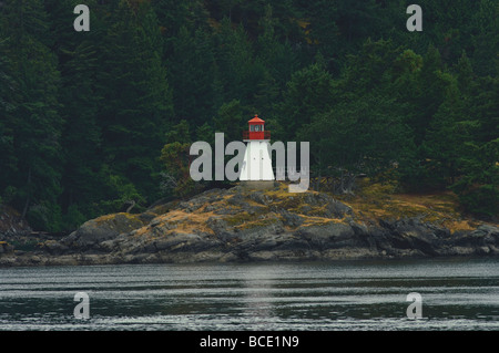Portlock Point Lighthouse on Prevost Island in the Gulf Islands off the ...