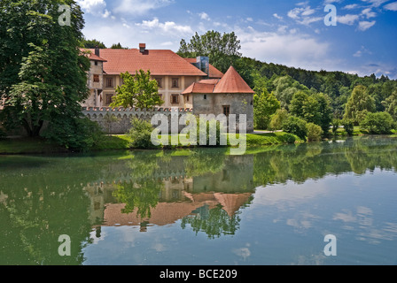Otocec Castle on Krka River in Slovenia. Drone View Stock Photo - Alamy