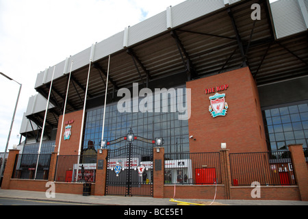 Exterior of Anfield football stadium, home to Liverpool Football Club ...