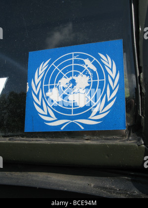 United Nations UN badge on a blue bullet-proof vest Stock Photo - Alamy
