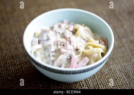 Ham and Mushroom Tagliatelle Stock Photo - Alamy