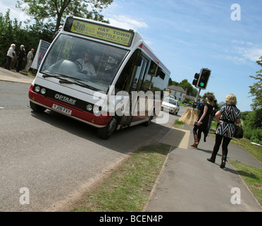 a small bus in Brecon Town centre Powys Wales UK Stock Photo - Alamy