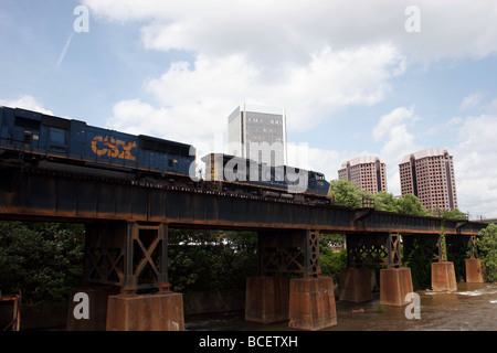 CSX freight train arriving in downtown Richmond, Virginia Stock Photo ...
