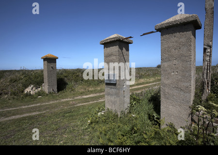 The entrance to the former German concentration camp S S Lager Sylt ...