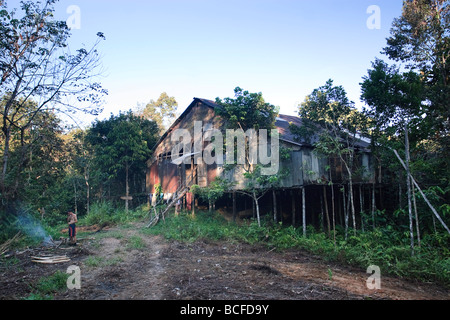 Iban traditional Longhouse (Communal House), Sarawak, Malaysian Borneo ...