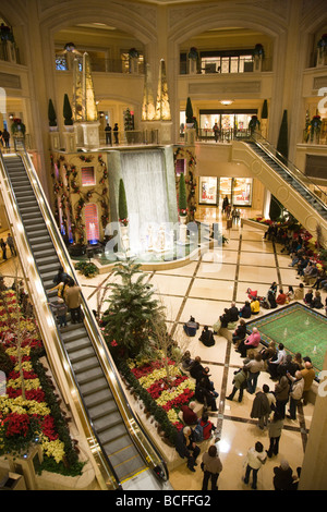 Atrium with waterfall, The Palazzo, Las Vegas, Nevada, USA Stock Photo ...