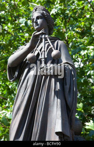 Statue of Science on Holborn Viaduct, London. Bronze statue of a female ...