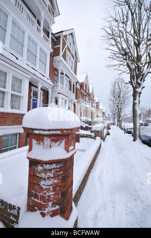 Snow covered residential street, Sussex, England, UK Stock Photo - Alamy