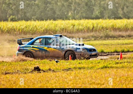 Subaru WRX rally car doing circuits on a dirt track Stock Photo - Alamy