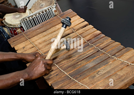 INSTRUMENTS - PERCUSSION - MARIMBA Being played with double sticks ...