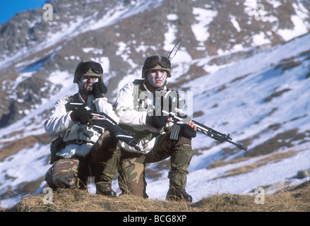 Italian Army, winter training of Alpini mountain troops at S.Bernardino pass (Aosta valley Stock ...