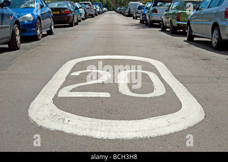 british road markings indicating a 20 miles per hour speed limit Stock ...