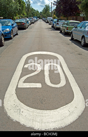 20 mph speed limit marking on road in Lewisham, south London Stock ...