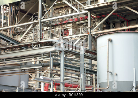 Industrial detail of a sugar cane refinery showing process work of the ...