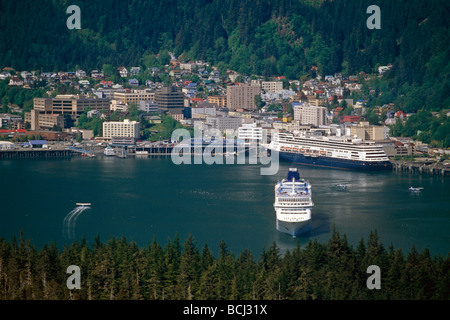 Juneau w/Cruiseships from Mt Juneau Tongass NF SE AK Summer Stock Photo ...