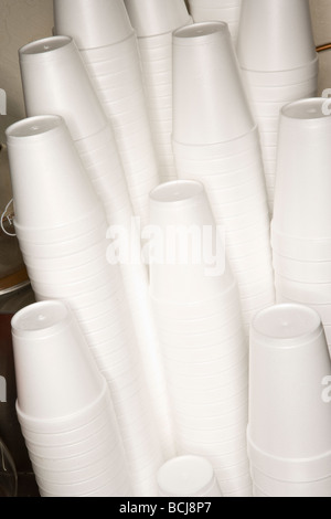 Stack of Styrofoam polystyrene foam white disposible cups Stock Photo ...
