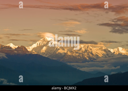 India, Sikkim, Gangtok, Hanuman Tok viewpoint, View of Kanchenjunga ...