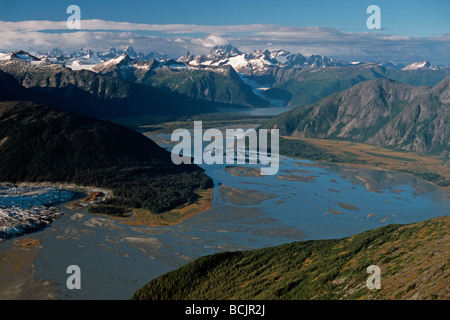 Aerial View Of Taku River, Taku Glacier And Hole In The Wall Glacier ...
