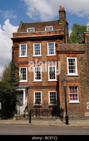 Georgian terraced red brick houses in Abbey Square in Cheste in Spring ...