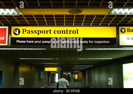 Passport control sign. Gatwick Airport, London, UK. December 2021 Stock ...