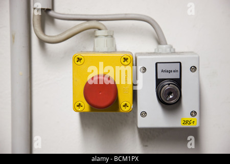Emergency power cut-off switch and fire extinguisher switch on the ...