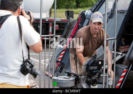 Storm Chaser and IMAX videographer Sean Casey sits on TIV during ...