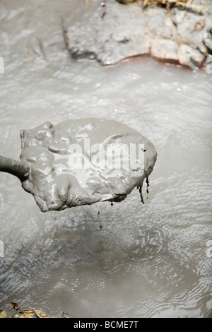 A bucket of mud dug up from the bubbling mud pools of Rincon de Viejo ...