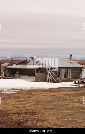 A SUBSISTENCE FISHING AND HUNTING CABIN ALONG THE BERING SEA Stock ...