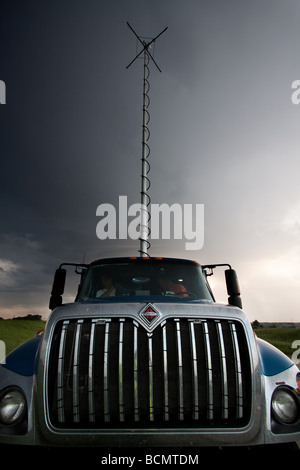 The Doppler on Wheels truck DOW 7 raises its antenna in southwestern ...