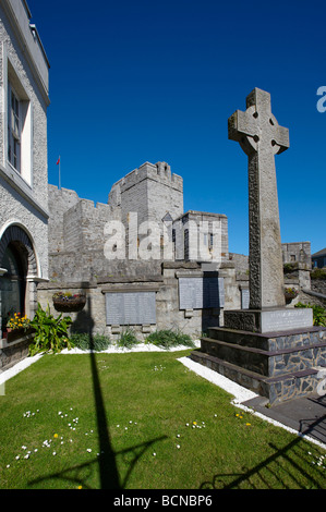 Castle Rushen With Celtic Cross Castletown IOM Stock Photo - Alamy